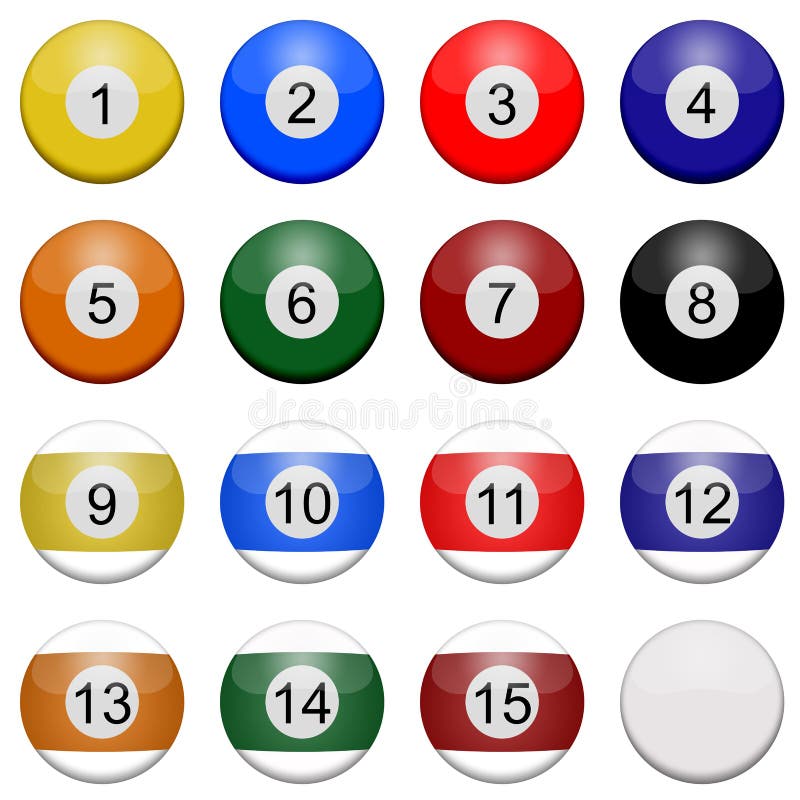 Illustration of Colored and Numbered Billiard Balls Stock Illustration ...