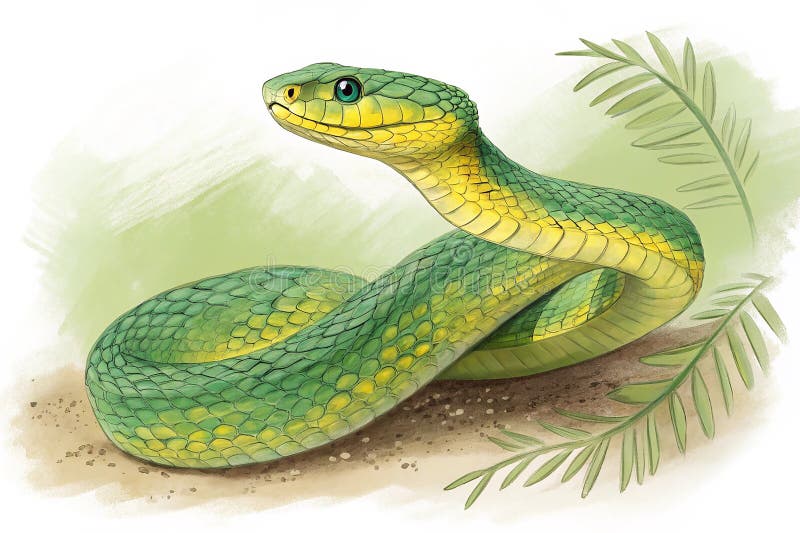 Illustration, Colored with Photoshop of a Nice Snake Stock Illustration ...