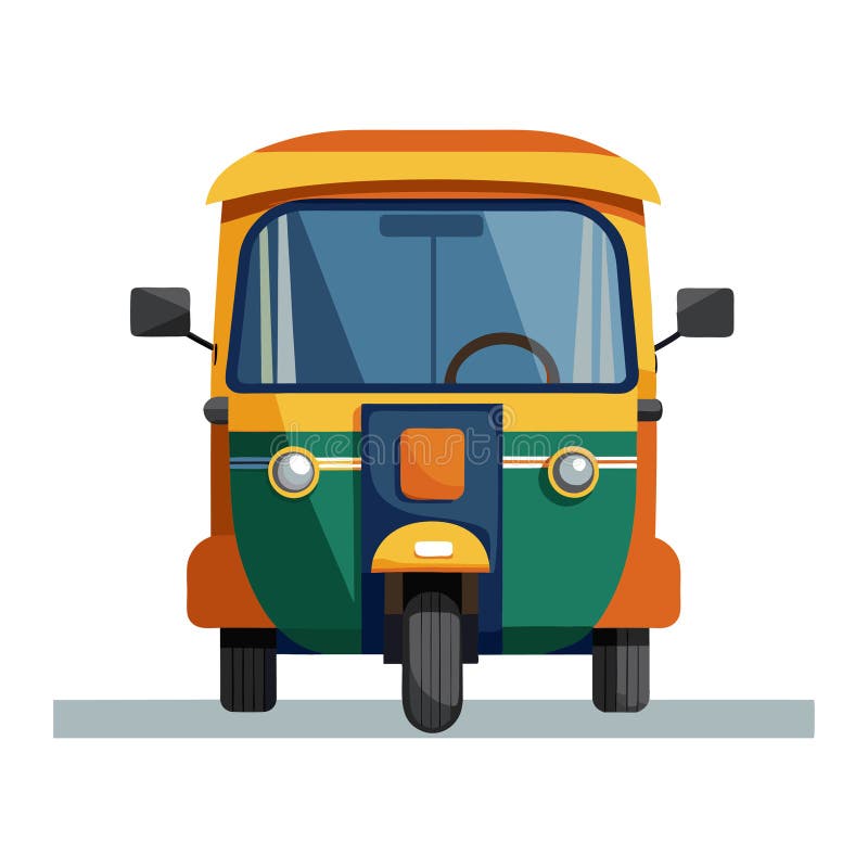 Illustration of a Colorful Auto Rickshaw Front View Isolated Stock ...