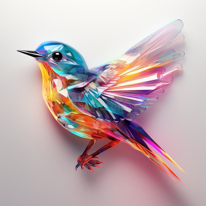 Illustration of a Colorful Bird Made with Transparent Plastic Stock ...