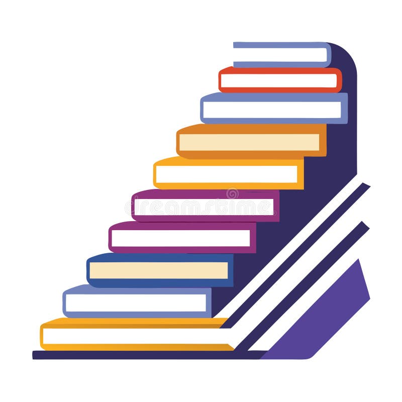 Stack of Colorful Books As Stairs Vector Graphic Illustration, Isolated ...