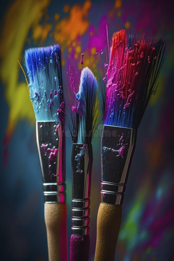 Illustration, Colorful Brushes, Generative Ai Stock Illustration - Illustration of female ...