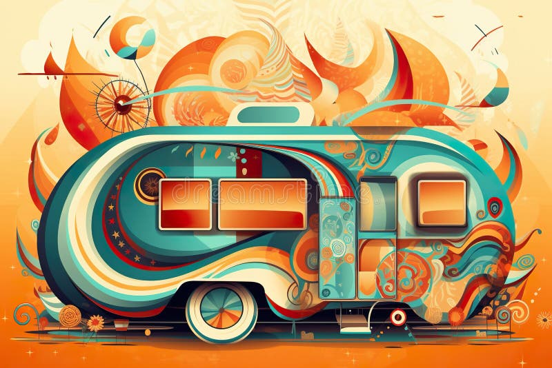 An Illustration of a Colorful Camper Trailer. Generative AI Image ...