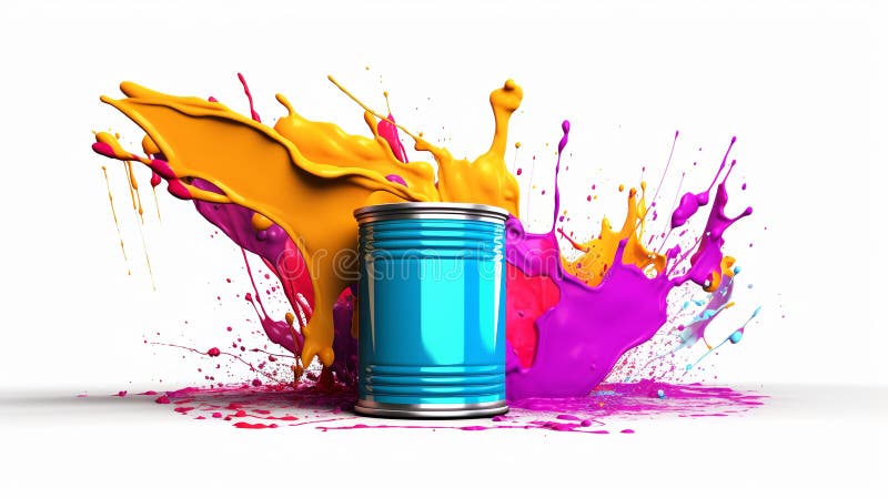 Illustration of a Colorful Can of Paint is Being Sprayed with Pain ...