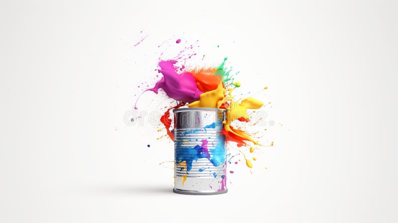 Illustration of a Colorful Can of Paint is Being Sprayed with Pain ...
