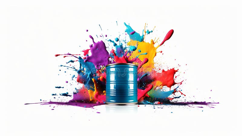 Illustration of a Colorful Can of Paint is Being Sprayed with Pain ...