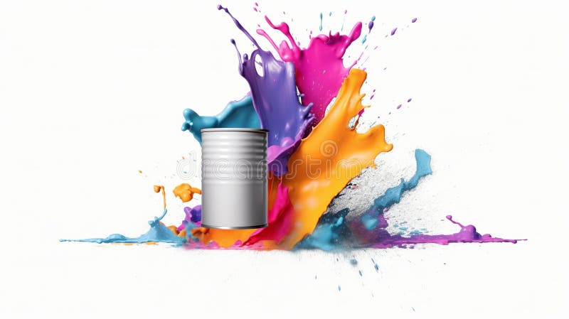 Illustration of a Colorful Can of Paint is Being Sprayed with Pain ...