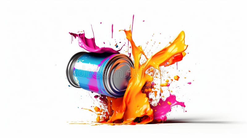 Illustration of a Colorful Can of Paint is Being Sprayed with Pain ...