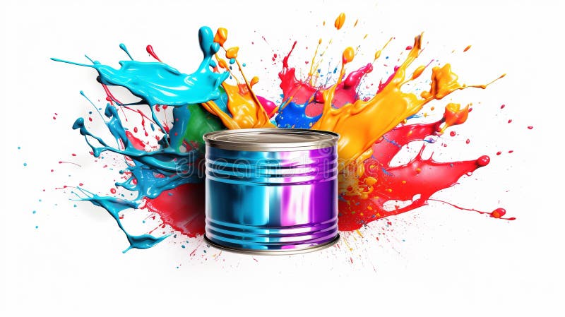 Illustration of a Colorful Can of Paint is Being Sprayed with Pain ...