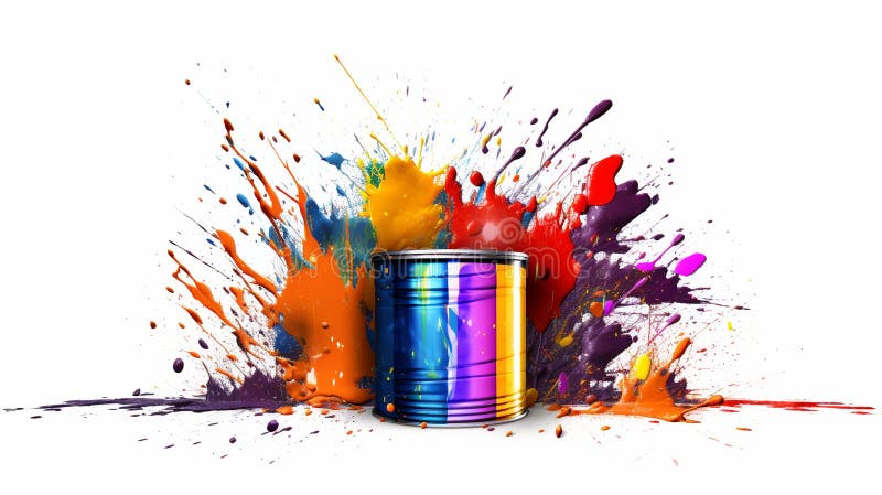 Illustration of a Colorful Can of Paint is Being Sprayed with Pain ...