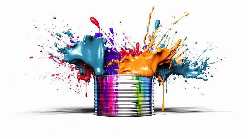 Illustration of a Colorful Can of Paint is Being Sprayed with Pain ...
