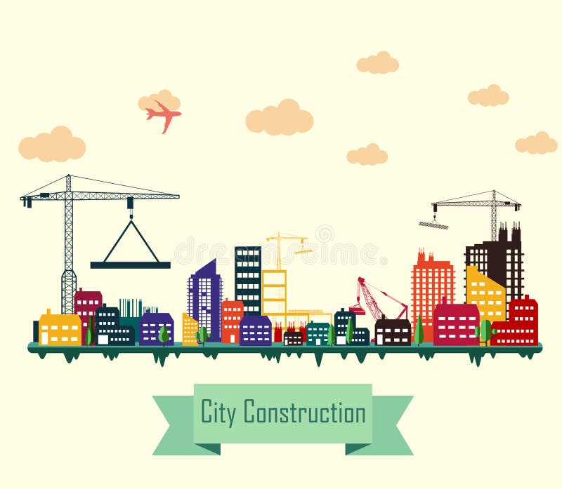 Colorful Construction Site stock vector. Illustration of city - 99495982