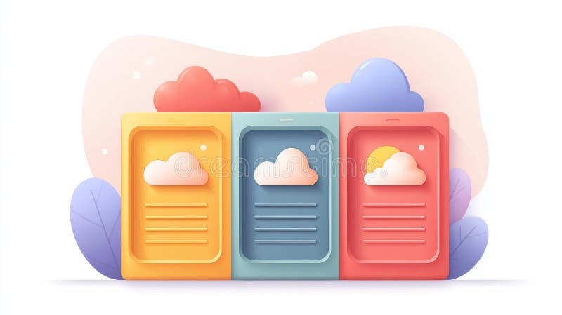 Illustration of a Colorful Control Panel Interface with Cloud Icons ...