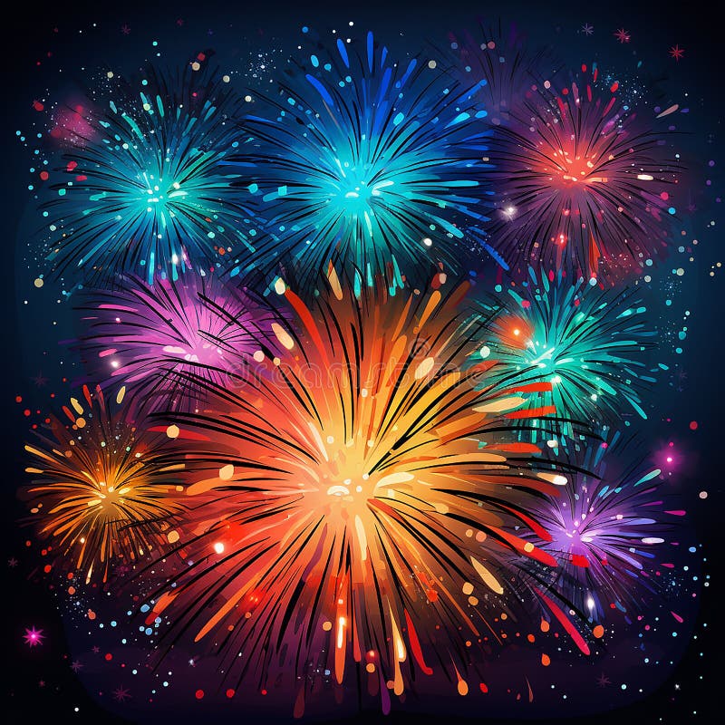 Illustration of Colorful Firework Background Stock Illustration ...