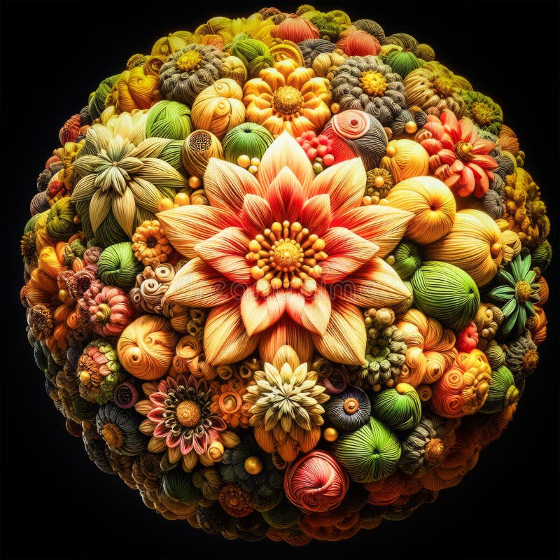 Illustration of a Colorful Flower in the Form of a Ball Stock ...