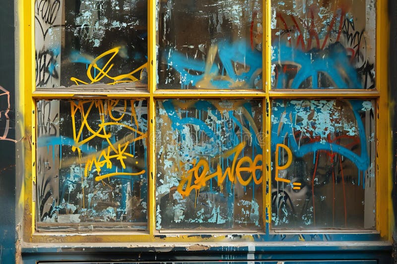 Colorful Graffiti on the Window of an Old Abandoned Train Carriage ...