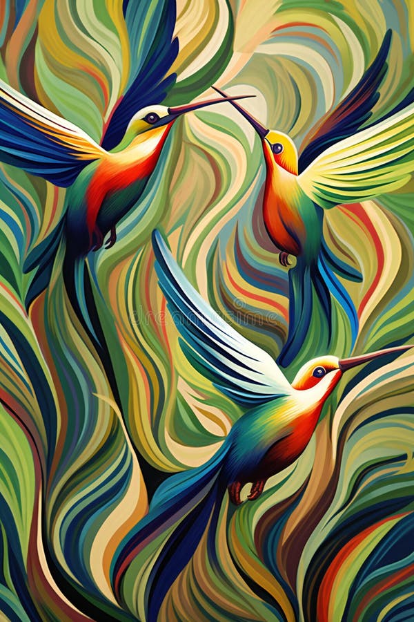 Illustration of a Colorful Hummingbird on Abstract Background Stock ...