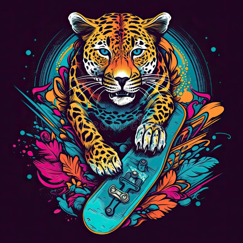 Colorful Leopard Tshirt Print Stock Illustration - Illustration of ...