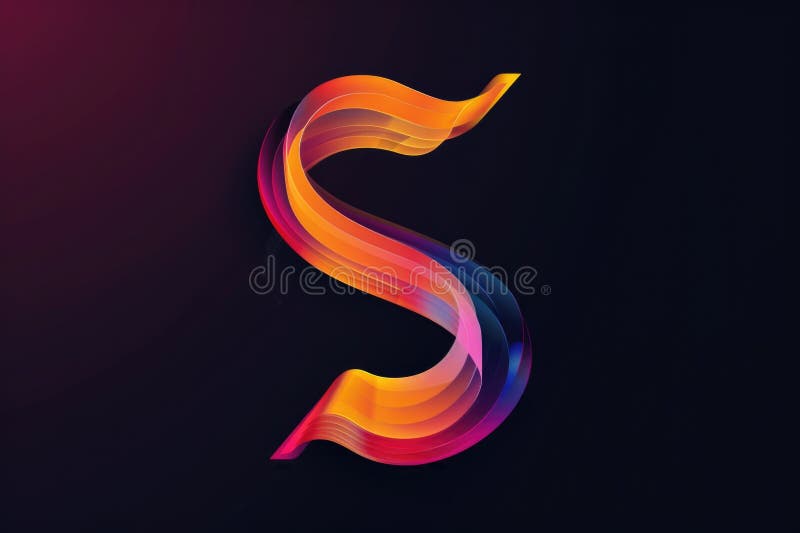 Illustration of a Colorful Letter S on a Black Background Stock ...