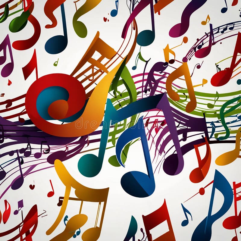 Illustration of Colorful Music Notes on White Background Stock ...