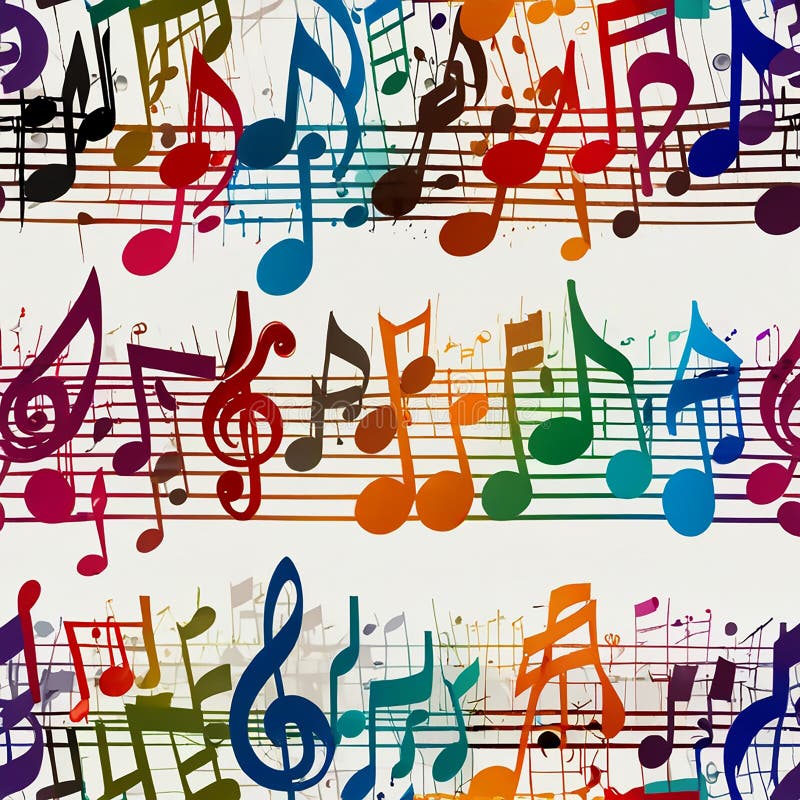 Illustration of Colorful Music Notes on White Background Stock ...