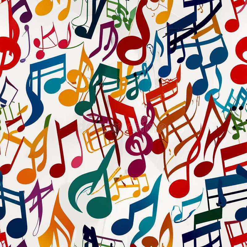 Illustration of Colorful Music Notes on White Background Stock ...