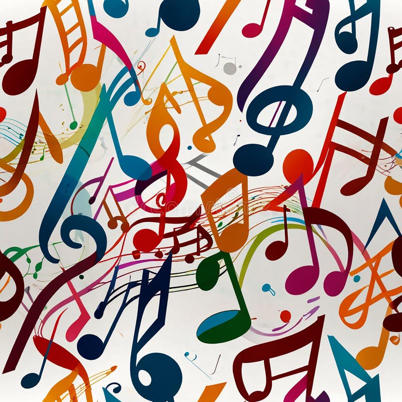 Illustration of Colorful Music Notes on White Background Stock ...