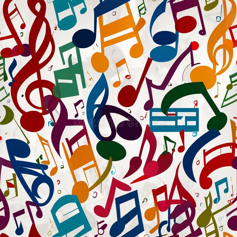 Illustration of Colorful Music Notes on White Background Stock ...