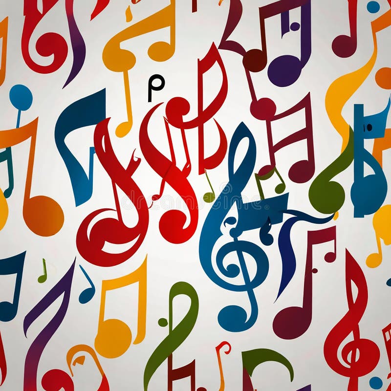 Illustration of Colorful Music Notes on White Background Stock ...