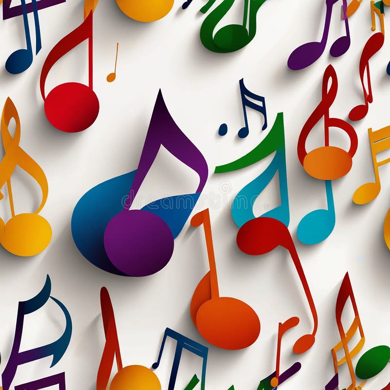 Illustration of Colorful Music Notes on White Background Stock ...