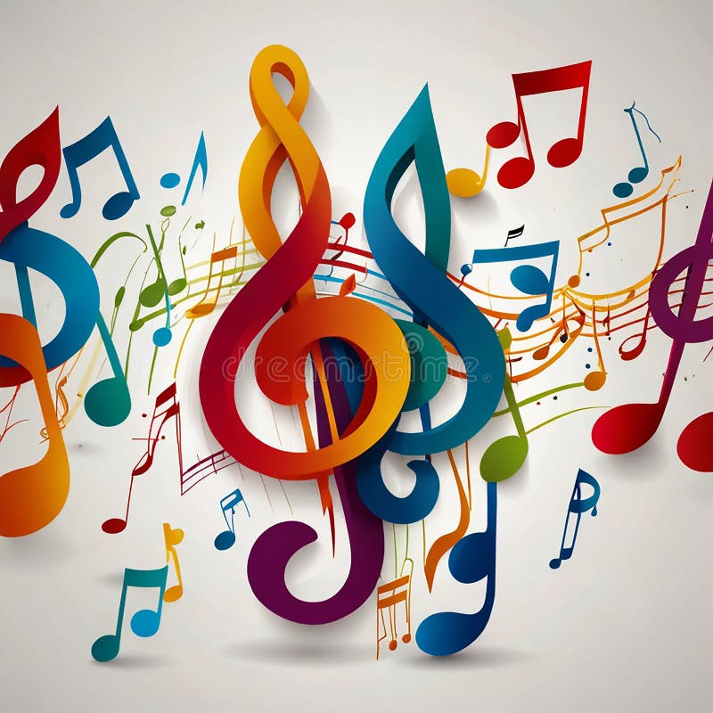 Illustration of Colorful Music Notes on White Background Stock ...