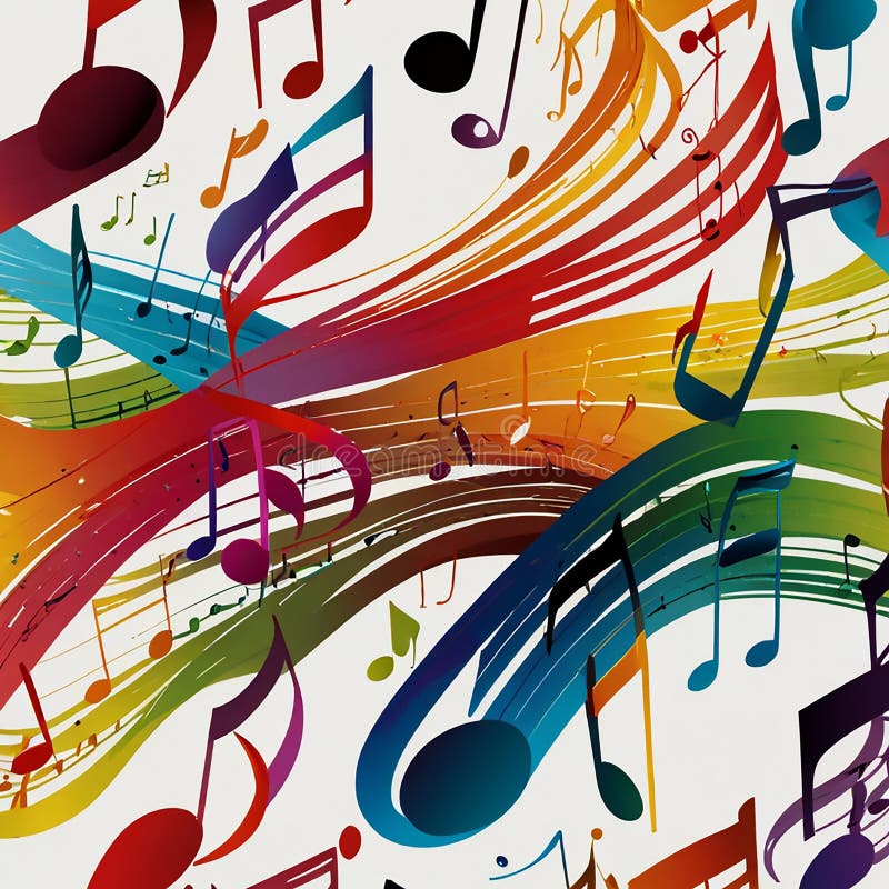 Illustration of Colorful Music Notes on White Background Stock ...
