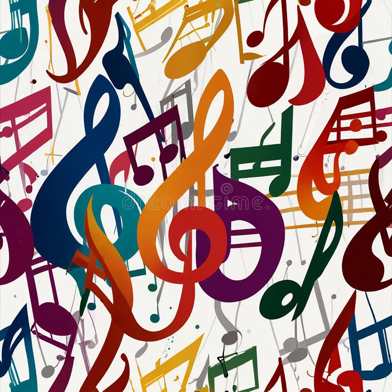 Illustration of Colorful Music Notes on White Background Stock ...