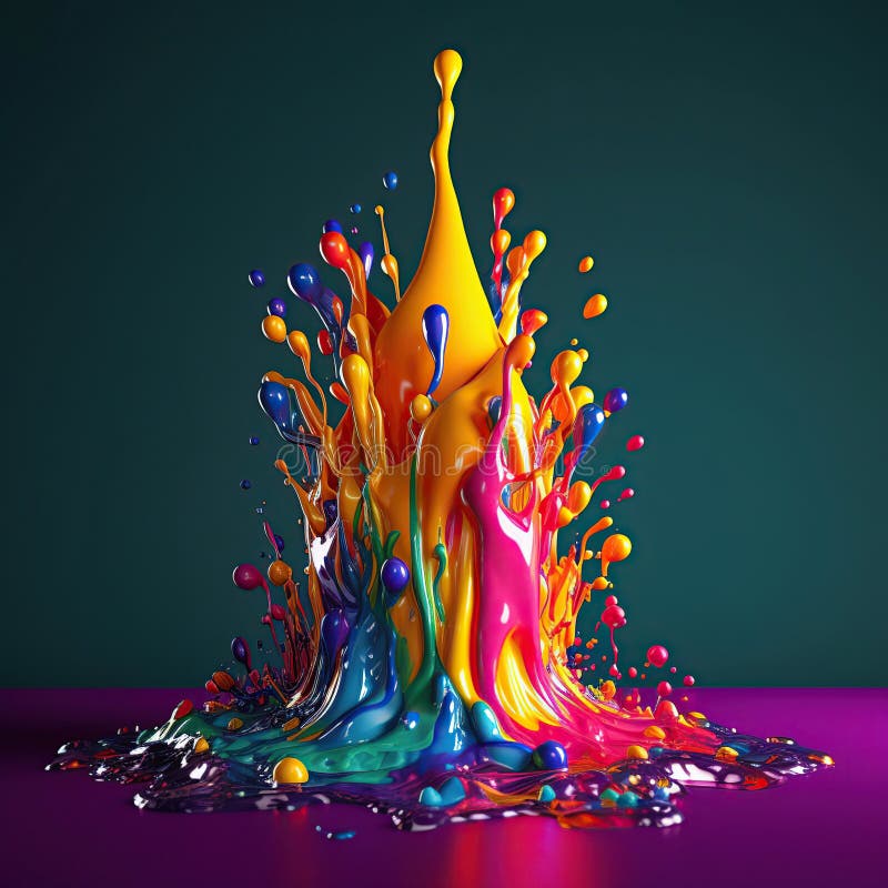 Illustration of Colorful Paint Splashing with Drops Stock Illustration ...