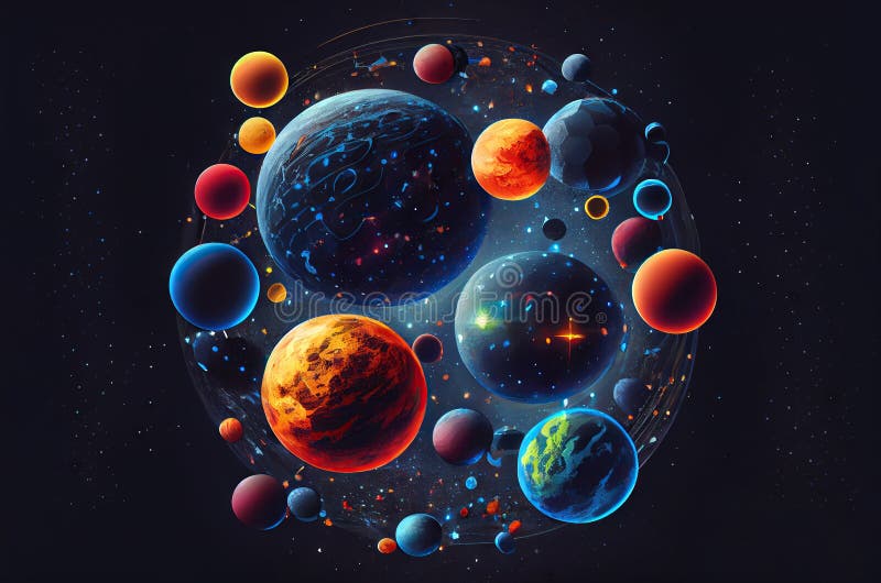 Illustration of the Colorful Planets Stock Illustration - Illustration ...