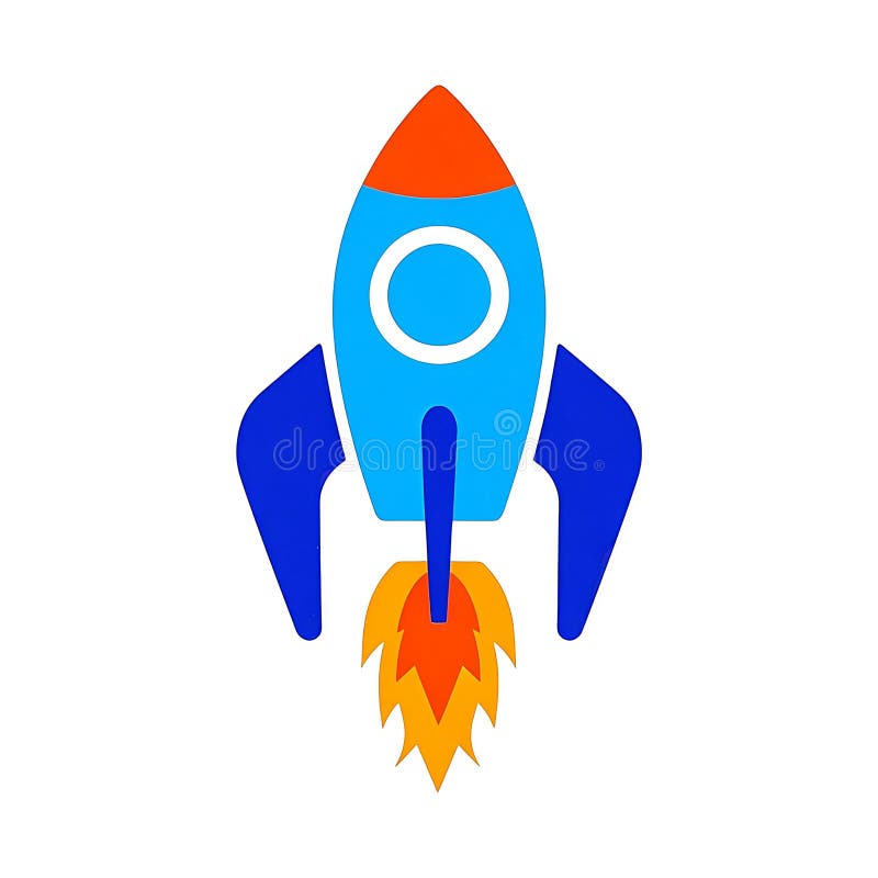 Illustration of a Colorful Rocket with Flat and Minimalist Design Stock ...