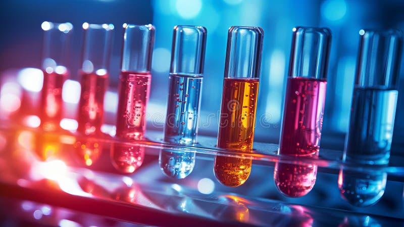 Illustration of a Colorful Row of Test Tubes Filled with Various ...