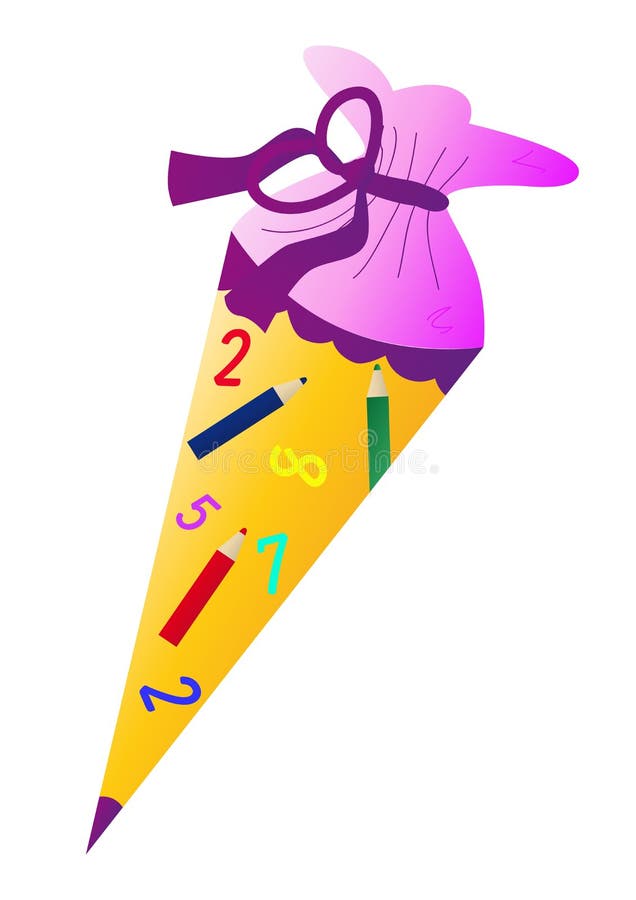 Illustration of Colorful School Cone on a White Background Stock ...