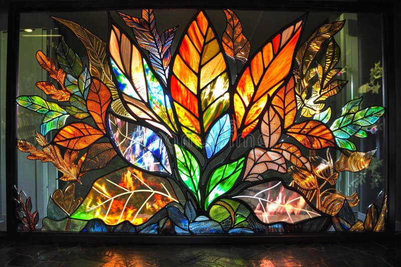 Colorful Stained Glass Window in the Shape of a Flower on the Wall ...