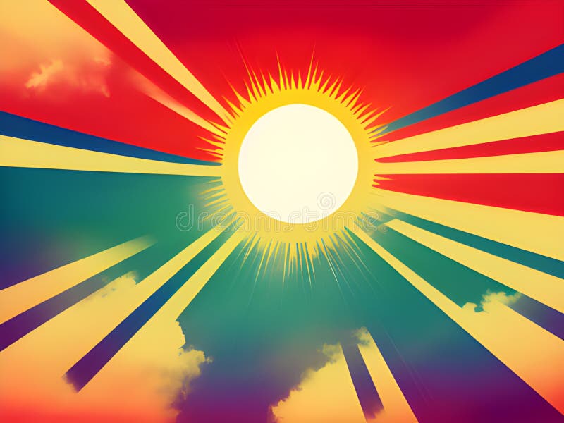 Illustration of Colorful Sun in the Sky, the Rays of the Sun, AI ...