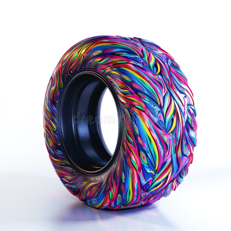 Colorful Tire on a White Background, Rendering, Digital Drawing Stock ...