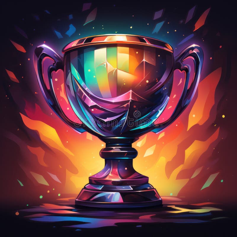 An Illustration of a Colorful Trophy on a Dark Background Stock ...