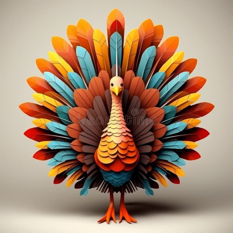 An Illustration of a Colorful Turkey Stock Illustration - Illustration ...