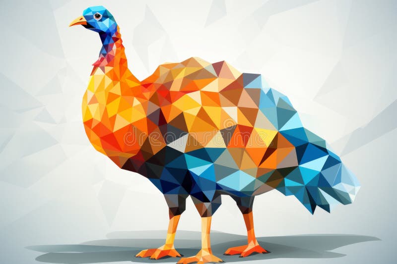 An Illustration of a Colorful Turkey Made of Triangles Stock ...