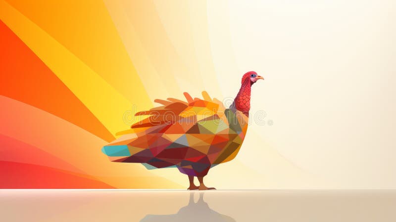 An Illustration of a Colorful Turkey on a White Background Stock ...