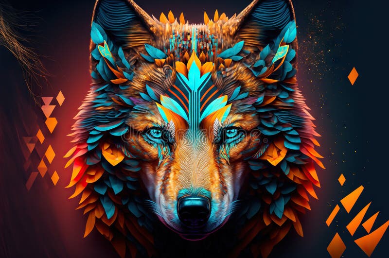 Illustration of the Colorful Wolf Stock Illustration - Illustration of ...