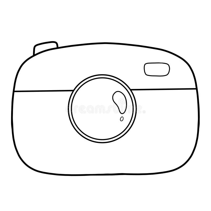 Coloring Page with Cute Camera Stock Illustration - Illustration of ...