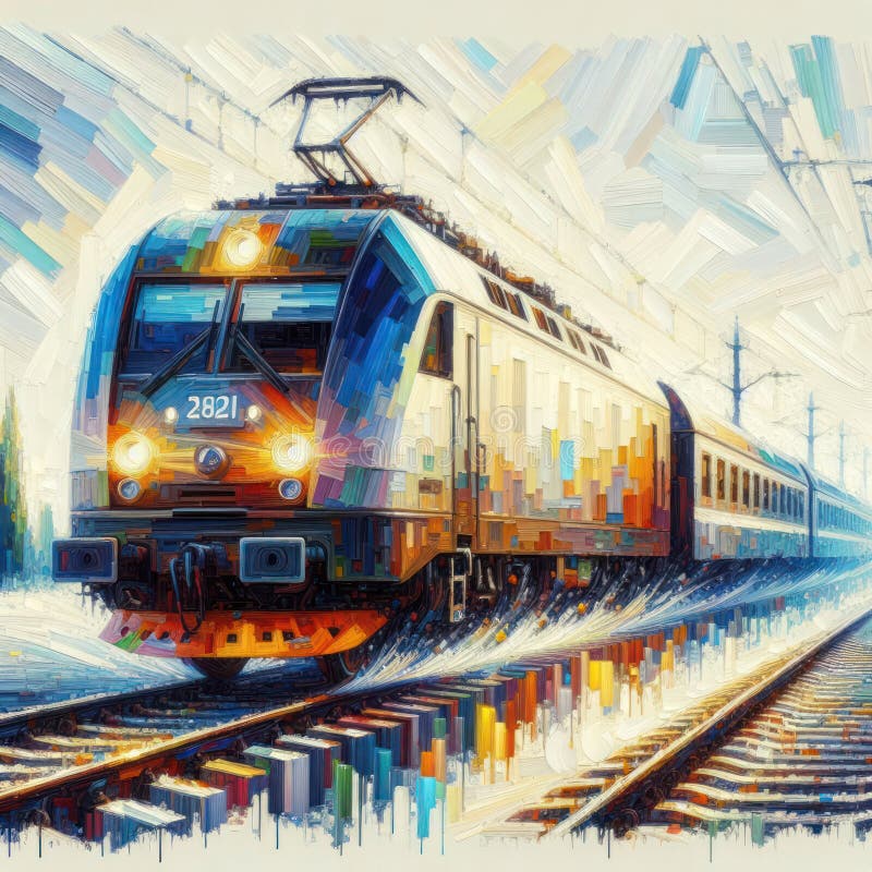 Illustration in Colors of a Moving Train. Stock Illustration ...