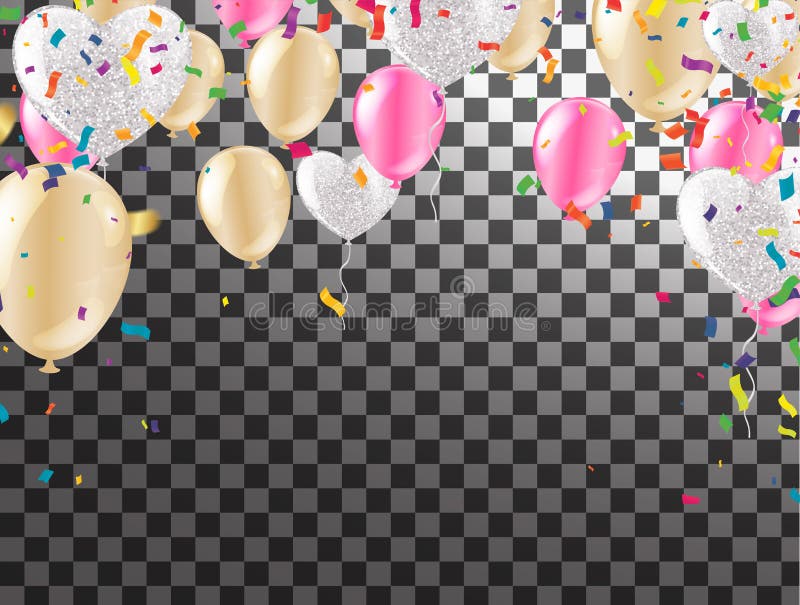 Illustration Colourful Party Balloons, Confetti with Space for Text ...