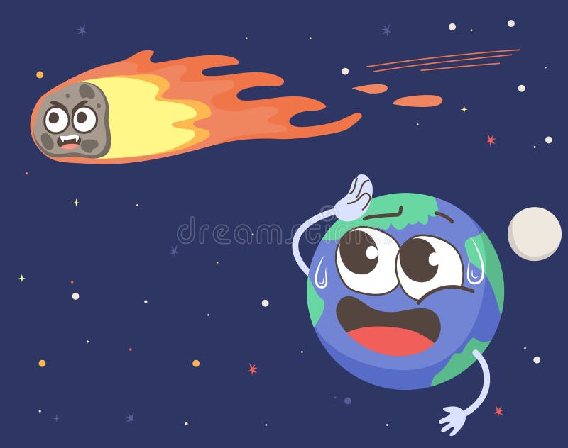 Illustration of a Comet Flying through Space Close To Earth Vector ...